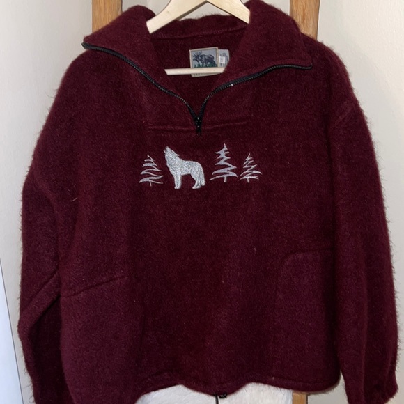 Vintage | Jackets & Coats | Rare Vintage 99s Wolf Trees Fleece Jacket ...